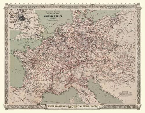 Bradshaws Continental Railway Map of Central Europe 1913: Luxury Rolled ...